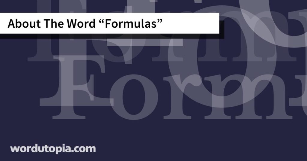 About The Word "Formulas" - Wordutopia