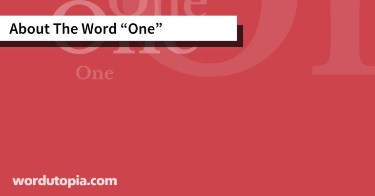About The Word "One" - Wordutopia